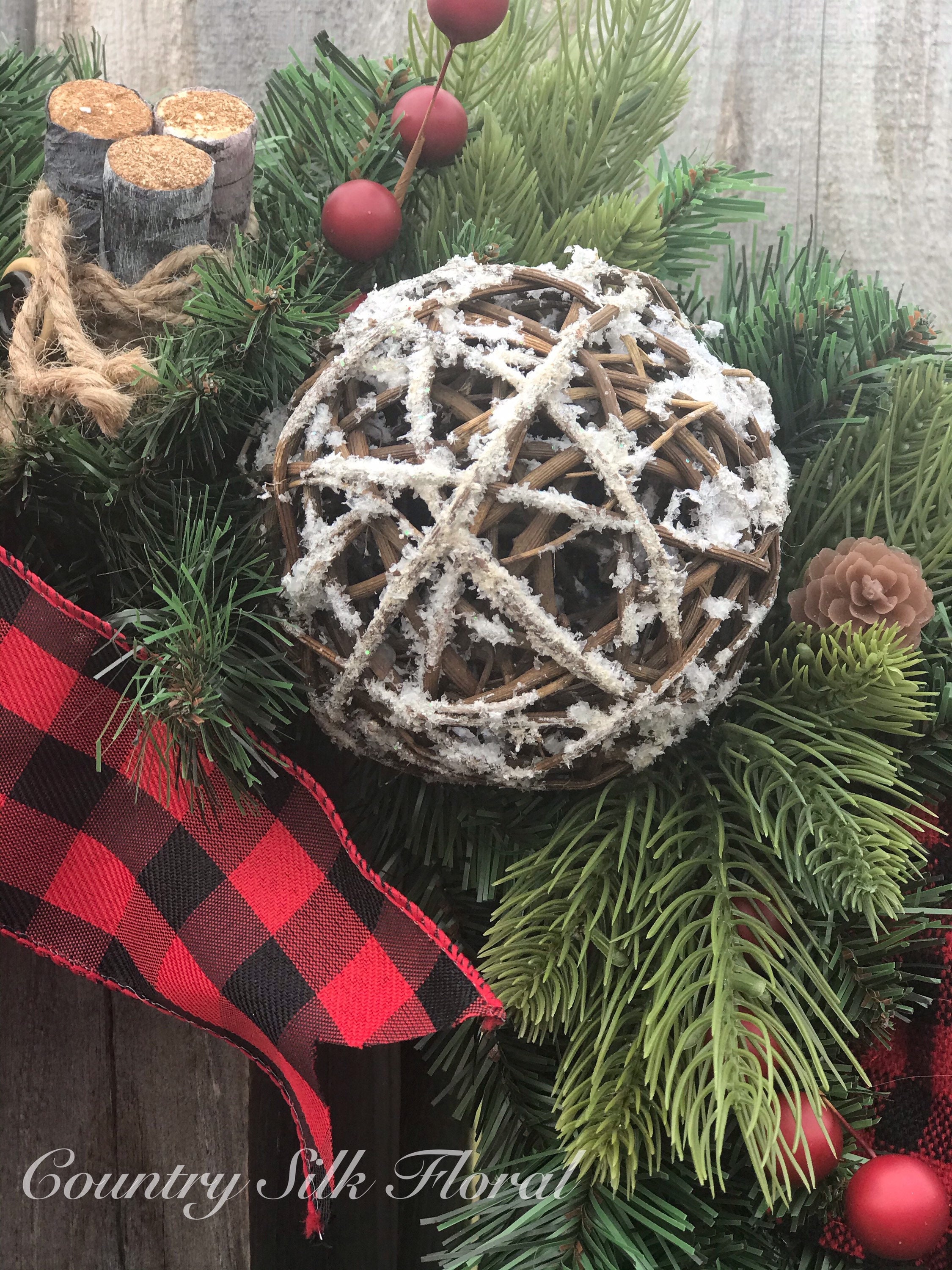 Log Cabin Christmas Wreath Country Wreath Antler Wreath - Etsy