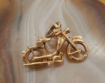 Motorcycle Gold Pendant - Etsy