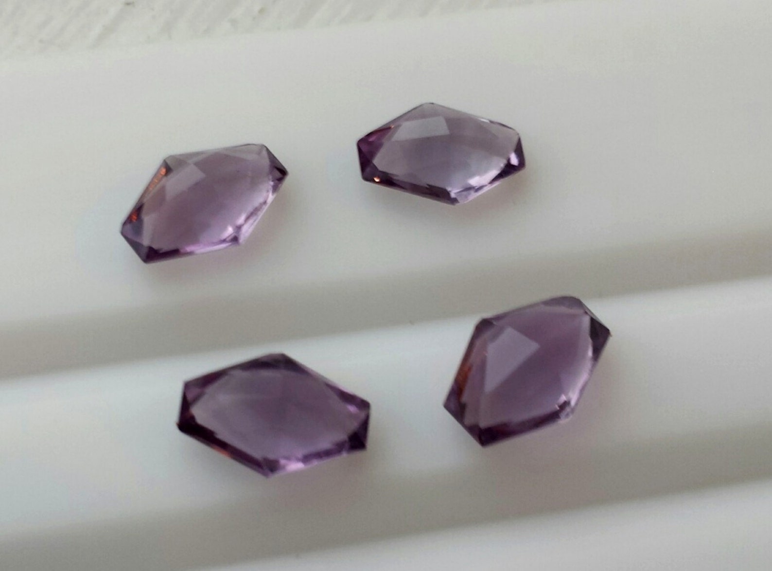Elongated Hexagonal Loose Amethyst Faceted Gemstones Freeform - Etsy