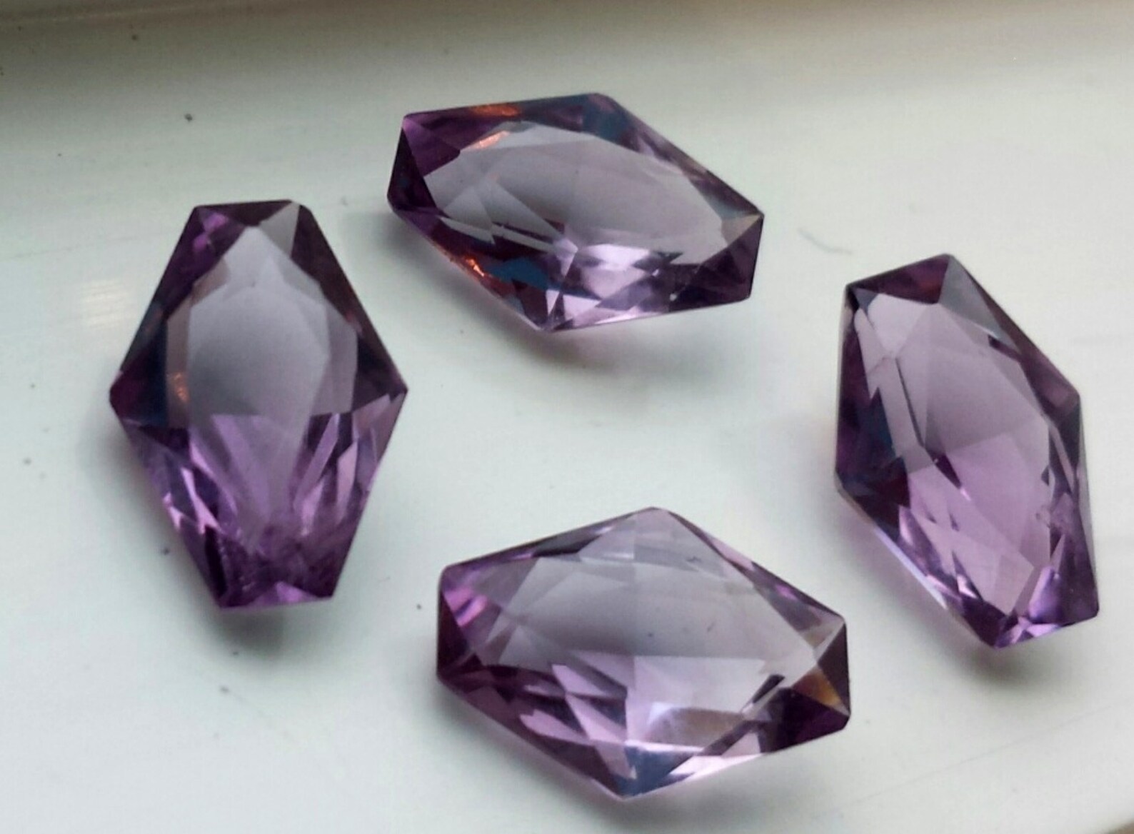 Elongated Hexagonal Loose Amethyst Faceted Gemstones Freeform - Etsy