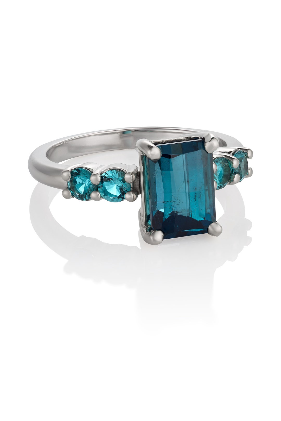 Maine Tourmaline Ring, Blue Tourmaline 14k White Gold Ring, Mount Mica ...