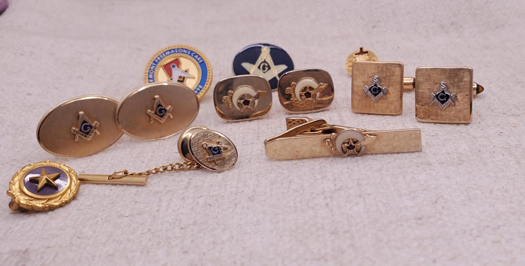 Masonic-freemason-mason Tie Clip Tie Pin Cufflinks Pins Gold Tone - Etsy