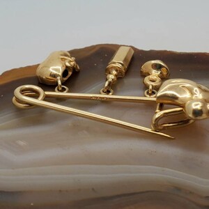 Vintage 14k Gold Safety Pin With Charms, 14k Yellow Gold Diaper Pin. - Etsy