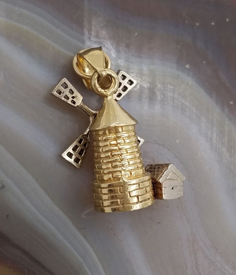 Vintage 14 Karat Yellow Gold Windmill Charm Estate 14k | Etsy