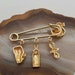 Vintage 14k Gold Safety Pin With Charms, 14k Yellow Gold Diaper Pin. - Etsy