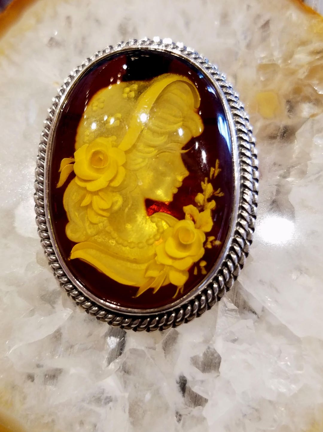 Vintage Amber Cameo Amber Carving Amber Sterling Silver - Etsy