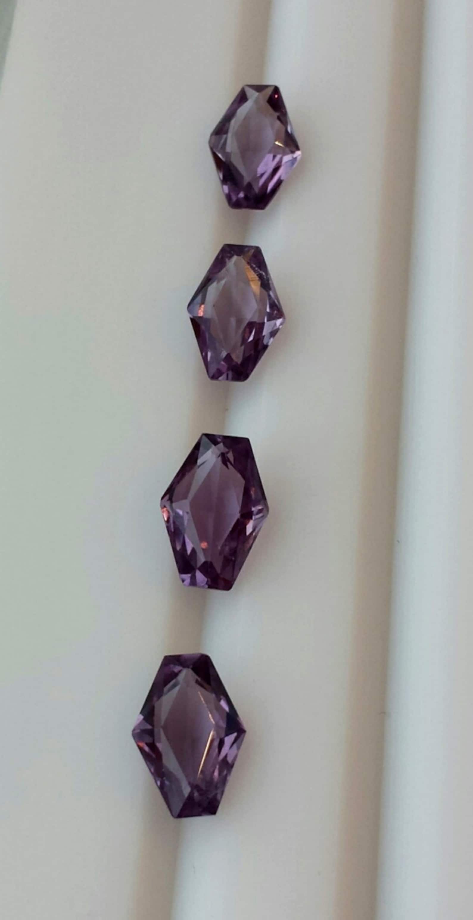 Elongated Hexagonal Loose Amethyst Faceted Gemstones Freeform - Etsy