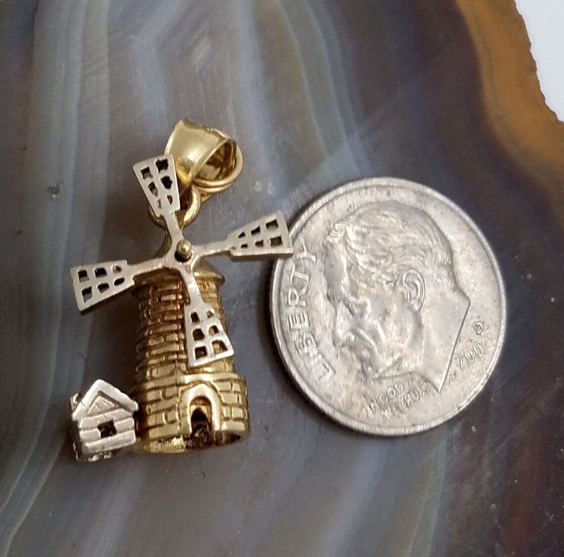 Vintage 14 Karat Yellow Gold Windmill Charm Estate 14k - Etsy