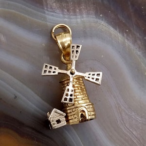 Vintage 14 Karat Yellow Gold Windmill Charm, Estate 14k Windmill ...
