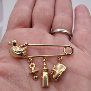 Vintage 14k Gold Safety Pin With Charms, 14k Yellow Gold Diaper Pin. - Etsy