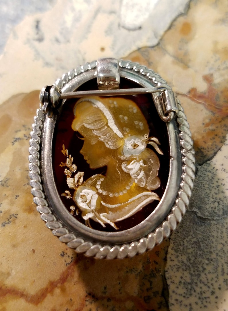 Vintage Amber Cameo Amber Carving Amber Sterling Silver - Etsy