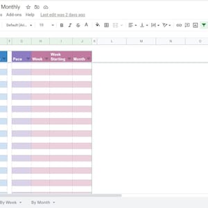 Running Tracker Spreadsheet Log - Daily, Weekly, Monthly Tracking - Google Doc Microsoft Excel ...