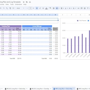 Half Marathon Training Plan Spreadsheet - 13.1 Running Log - Distances ...