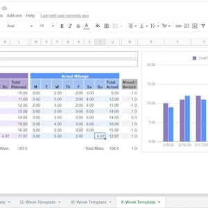 Running Training Plan Spreadsheet Template - Marathon, Half, 5K, Any ...