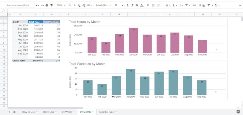 Fitness Tracker Spreadsheet - Google Doc or Excel Workout Log - See ...