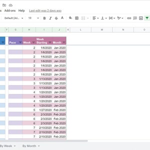 Running Tracker Spreadsheet Log - Daily, Weekly, Monthly Tracking ...