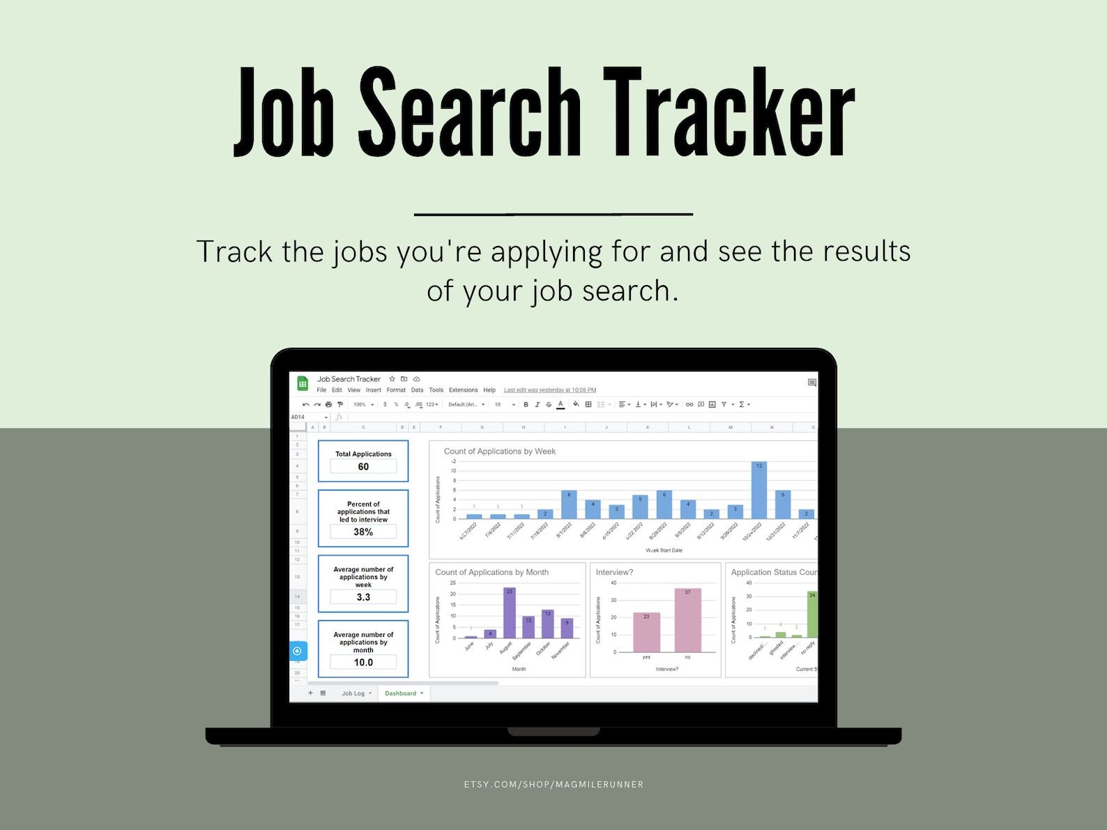 Job Search Tracker Spreadsheet - Google Doc Microsoft Excel - Etsy