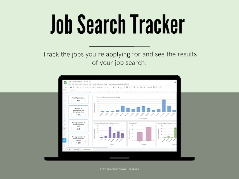 Job Search Tracker Spreadsheet - Google Doc Microsoft Excel - Etsy
