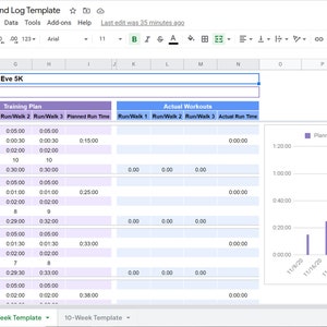 Couch to 5K Beginner Running Plan Spreadsheet Digital Training Log ...