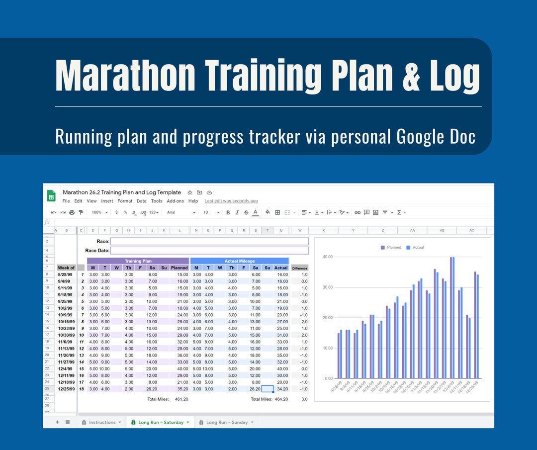 Marathon Training Plan & Spreadsheet - 26.2 Running Log - Google Doc ...