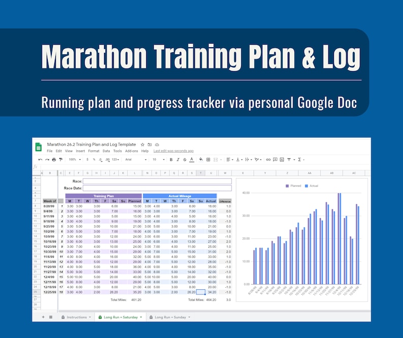 Marathon Training Plan & Spreadsheet - 26.2 Running Log - Google Doc ...