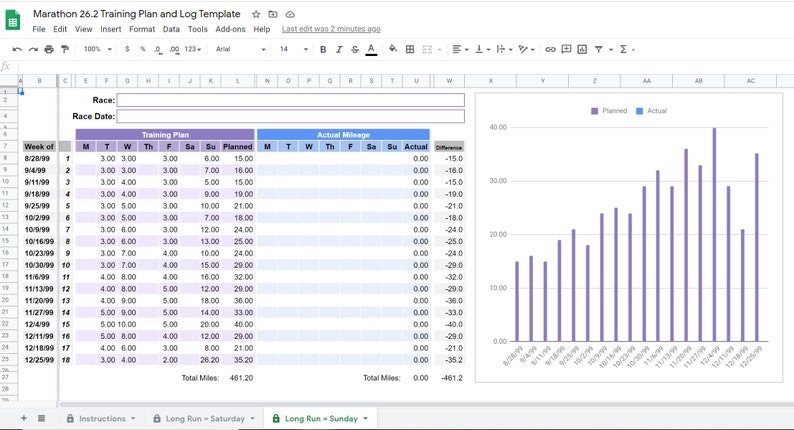 Marathon Training Plan & Spreadsheet - 26.2 Running Log - Google Doc ...
