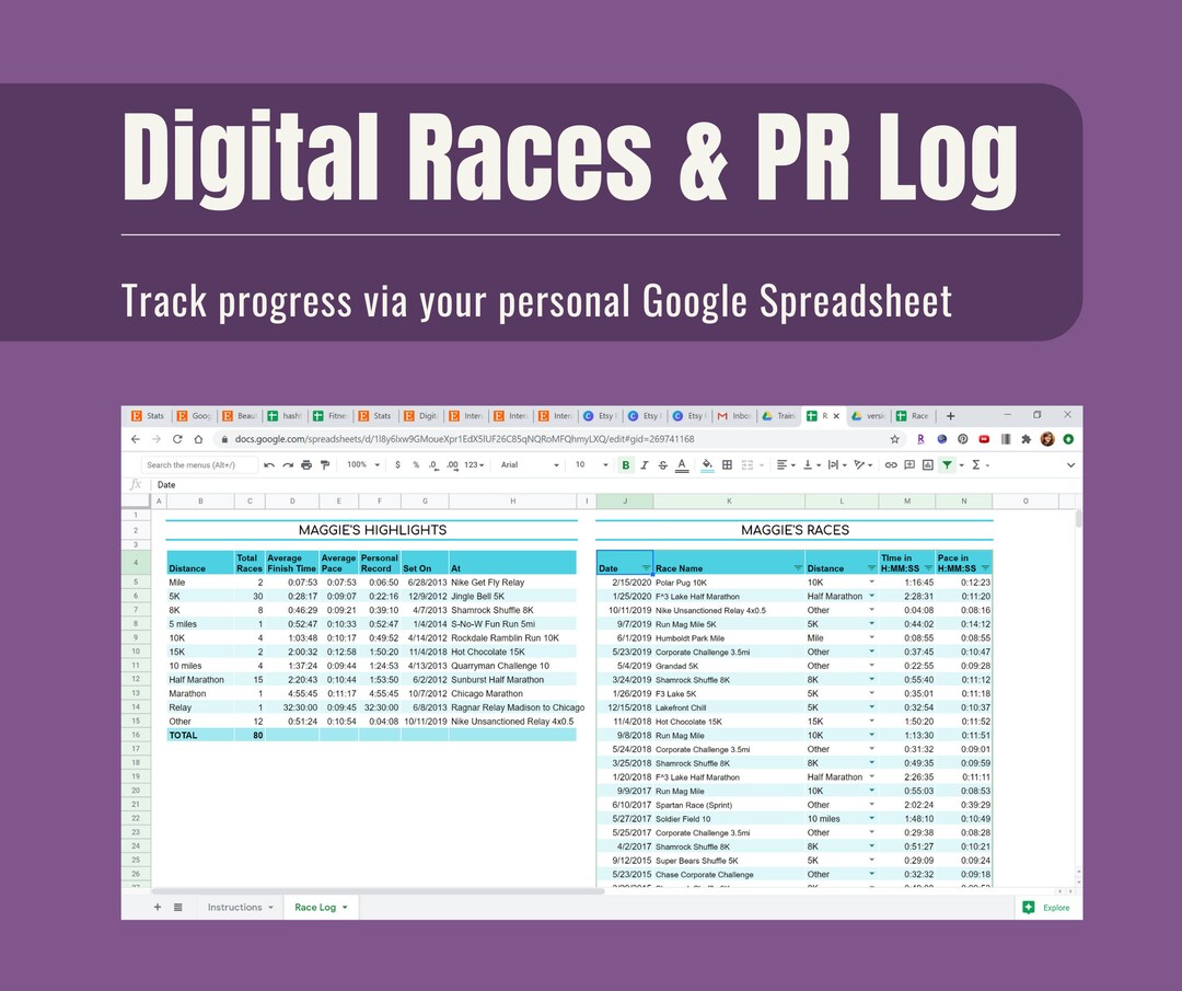 Race Log Template - Track Your Running Races and Automatically ...