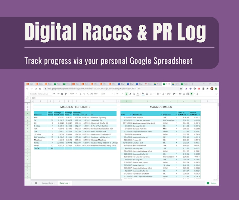 Race Log Template - Track Your Running Races and Automatically ...