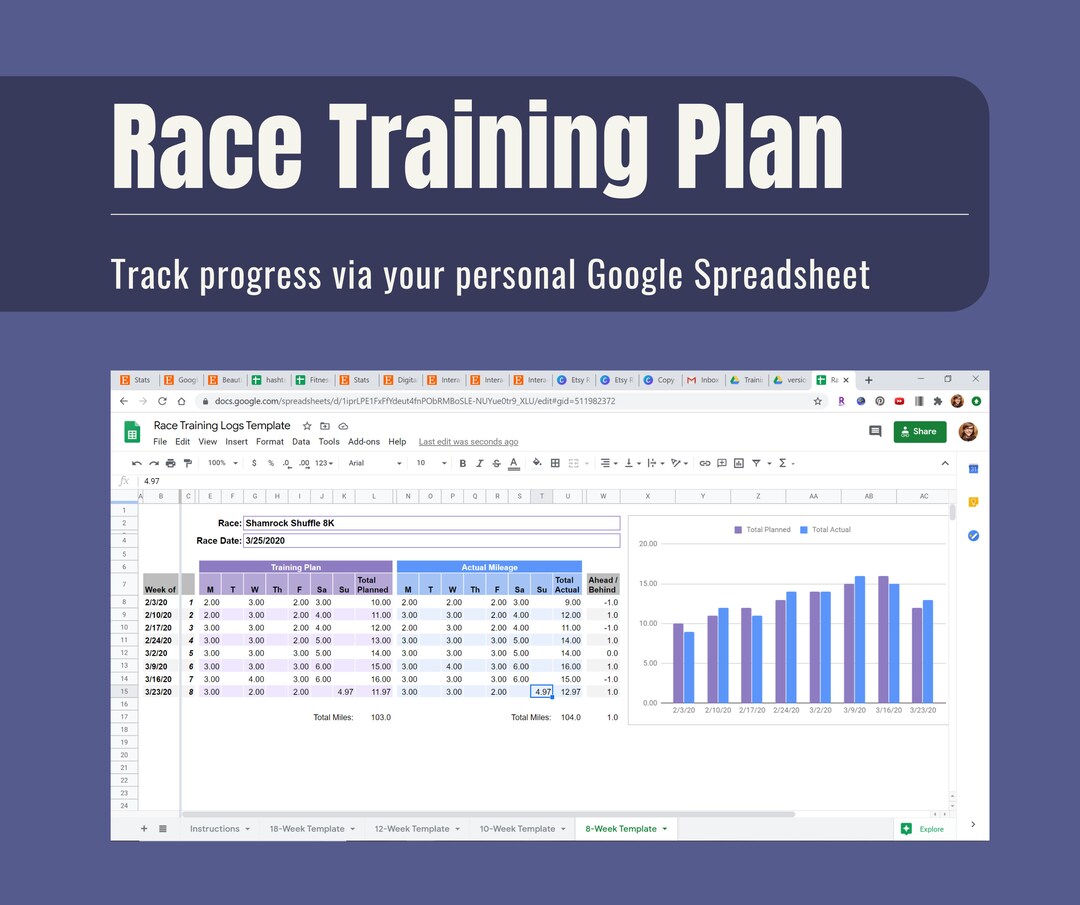 Running Training Plan Spreadsheet Template Marathon Half 5K Any Race