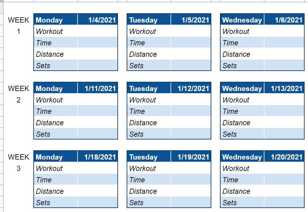 Fitness & Workout Spreadsheet Planner and Tracker - Google Doc Excel ...