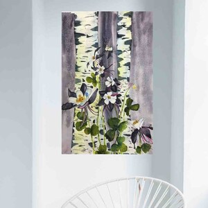 Aspen Tree & Columbine Watercolor Print: Colorado Nature Art for Office ...