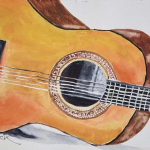 Acoustic Guitar Poster. Print of My Original Watercolor Painting of ...