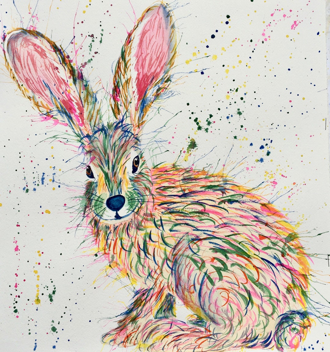 Psychedelic White Rabbit Fine Art Print: Original Watercolor Painting ...