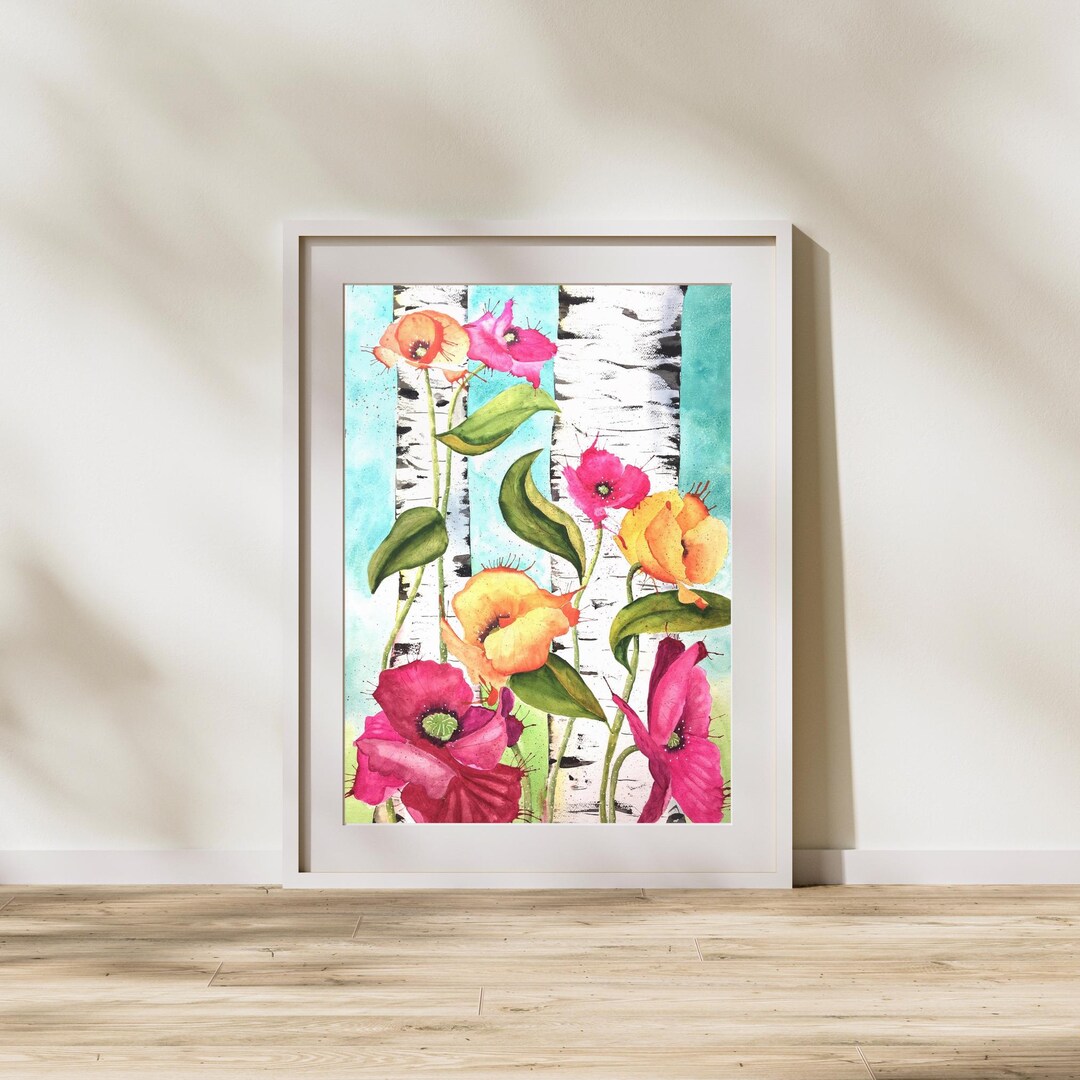 Colorado Aspen Forest Red Poppy Art Print - Mountain Landscape ...