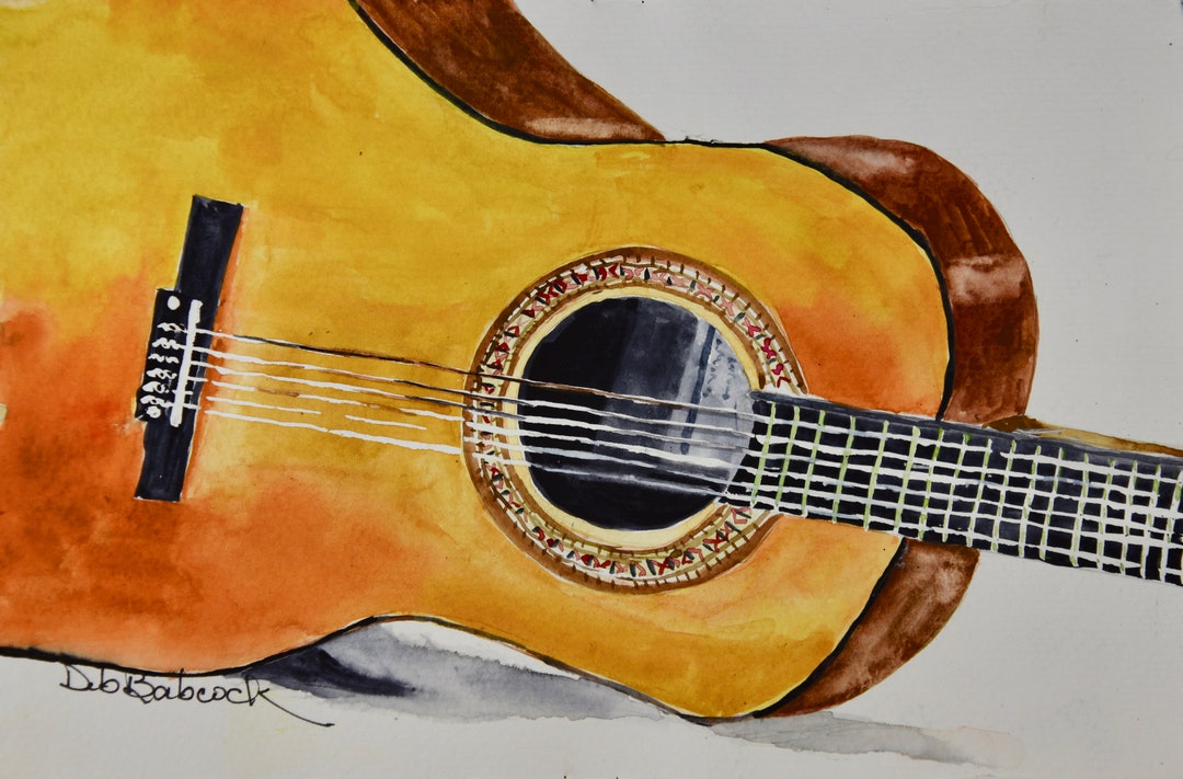 Acoustic Guitar Poster. Print of My Original Watercolor Painting of ...