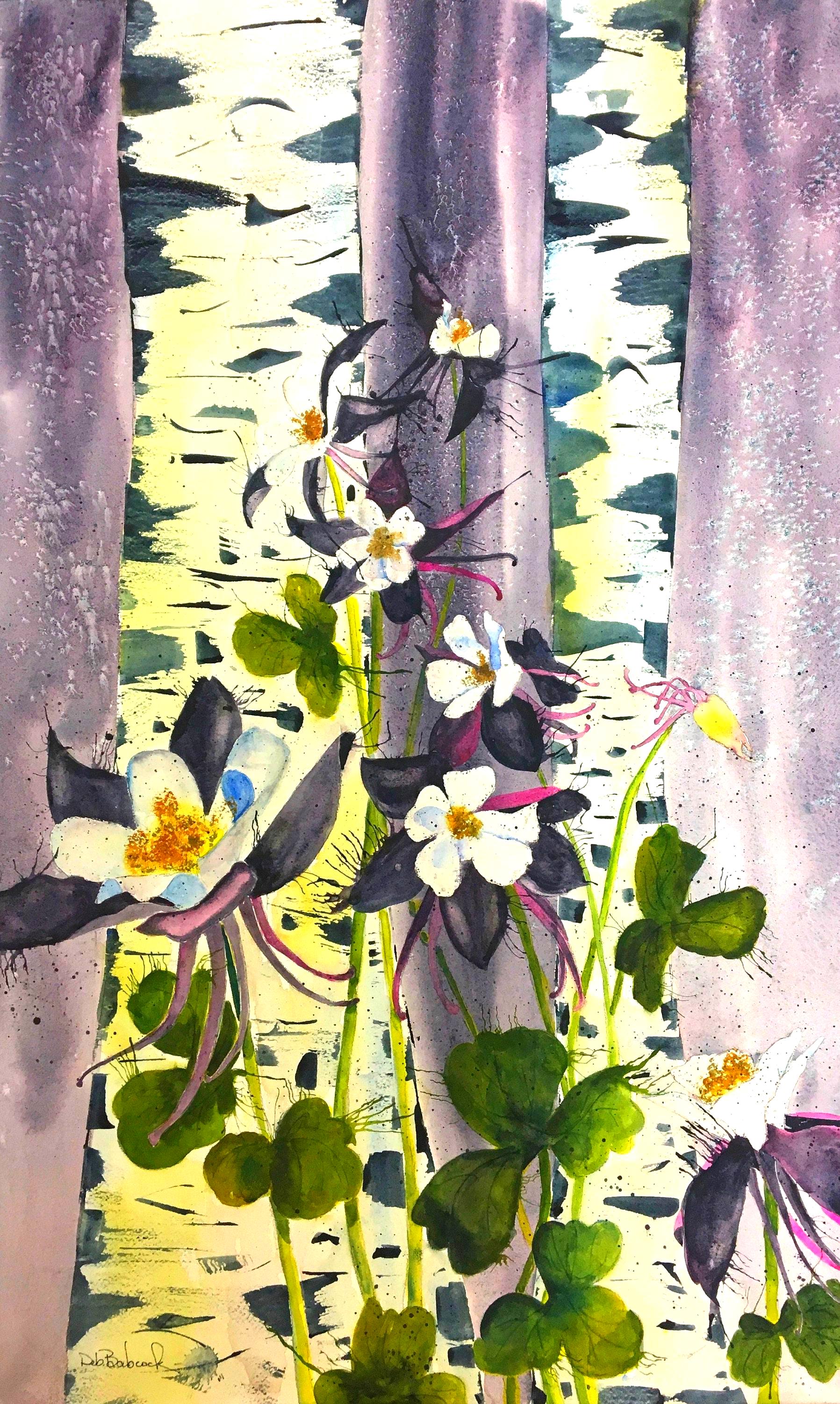 Aspen Tree & Columbine Watercolor Print: Colorado Nature Art for Office ...
