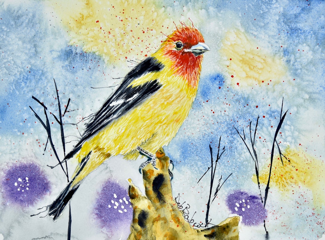 Original Painting Western Tanager. Bird Wall Hanging. Watercolor Art ...