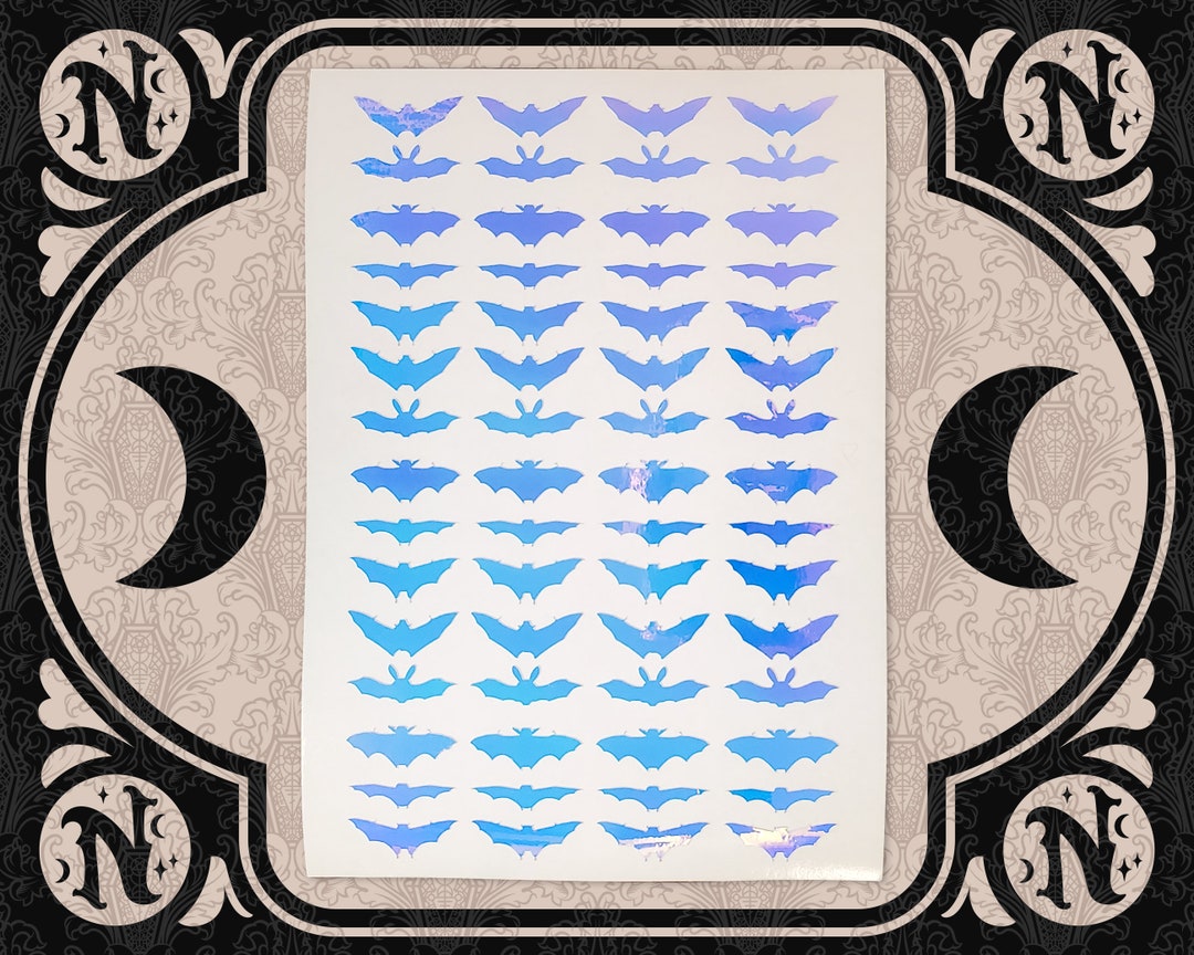 Small Bats Holographic White Vinyl Hand Crafted Sticker Sheet Decal 60 ...