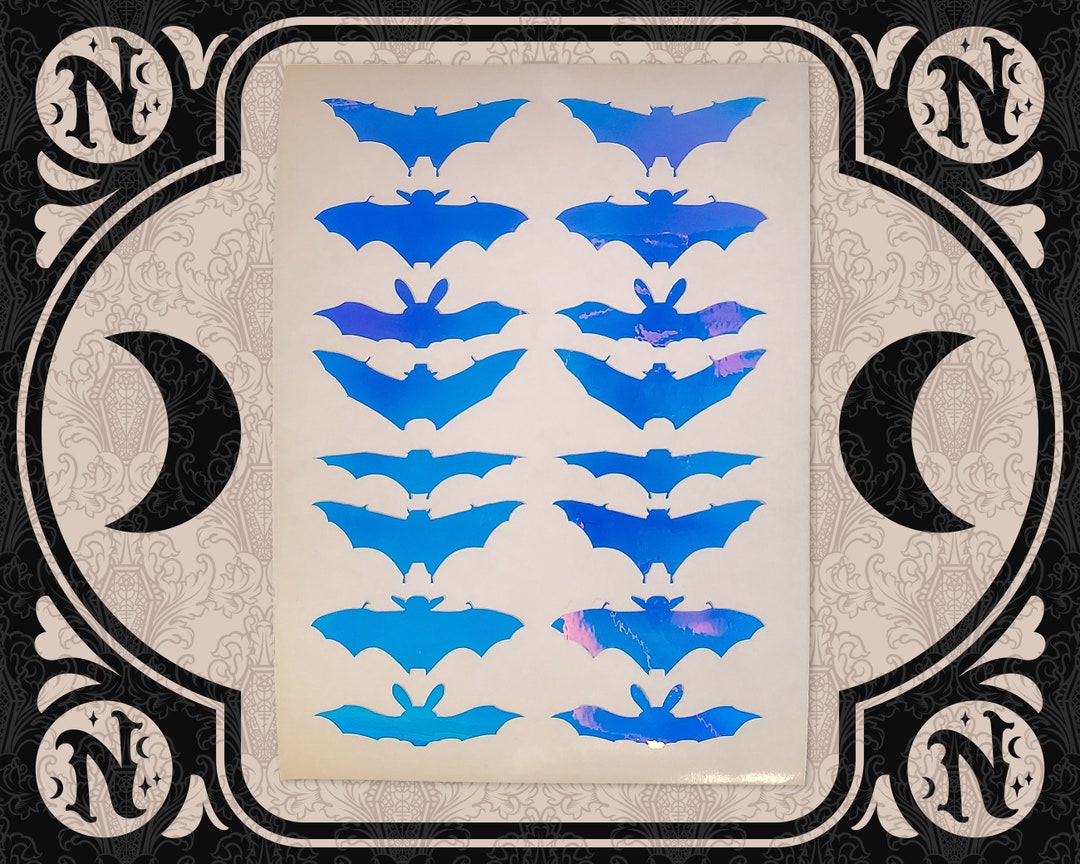 Large Bats Holographic White Vinyl Hand Crafted Sticker Sheet Decals - Etsy