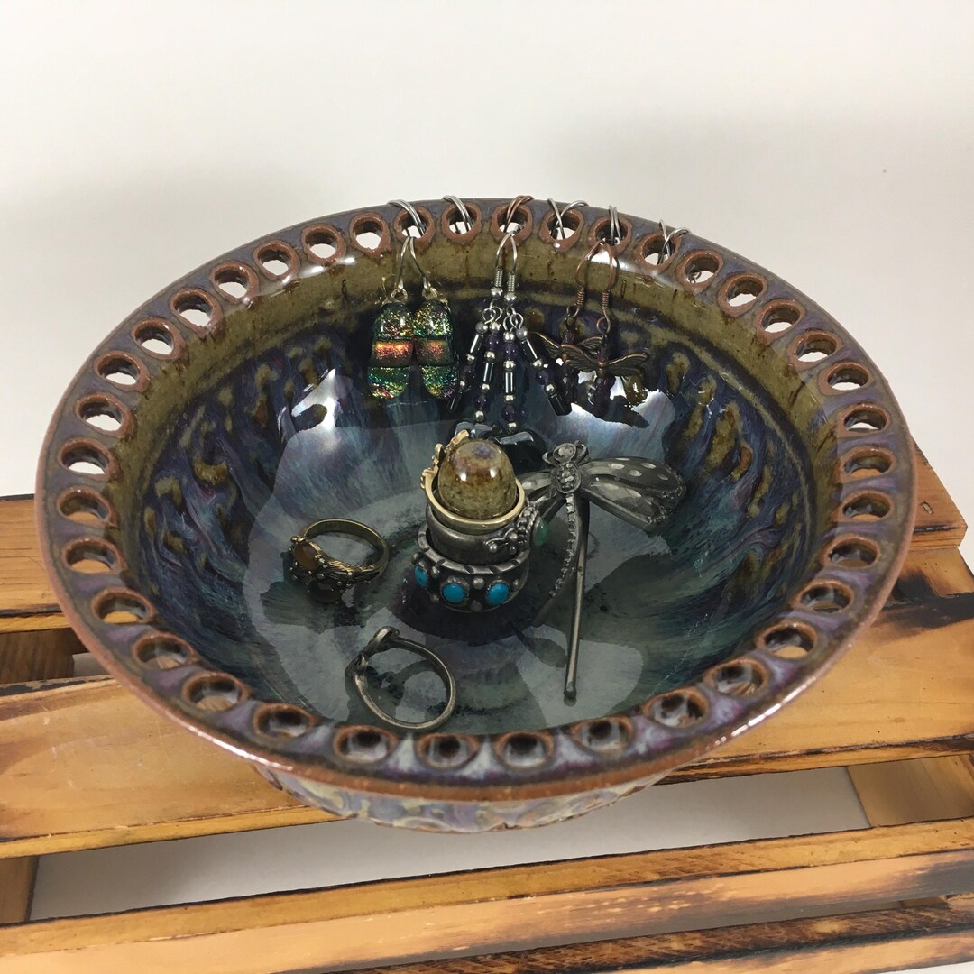 Pottery Earring Holder, Ceramic Jewelry Bowl, Pottery Earring Organizer ...