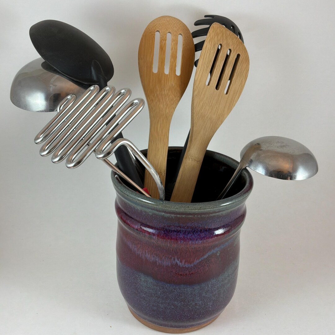 Colorful Utensil Holder, Pottery Spoon Jar, Ready to Ship! - Etsy