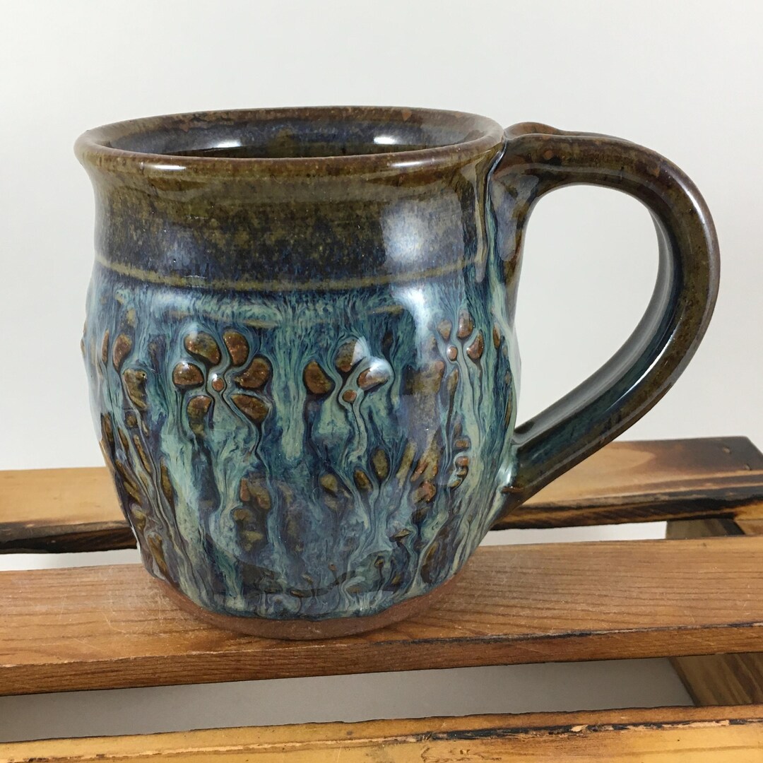 Blue Pottery Mug, 12 Ounce Stoneware Handcrafted Cup, Ready to Ship! - Etsy