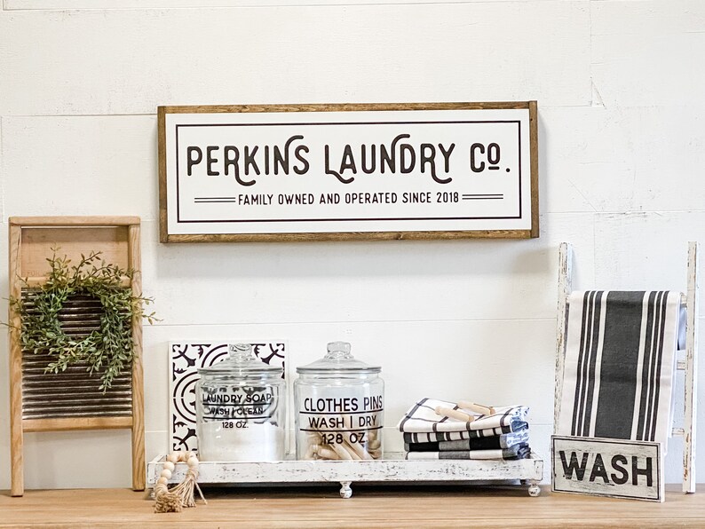 Family Name Laundry Sign Laundry Room Decor Laundry Room Etsy