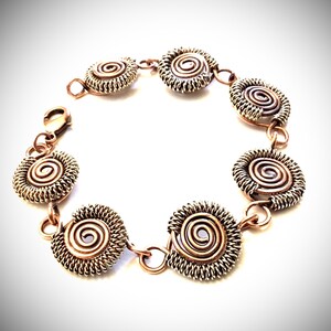 Copper Wire Jewelry, Antiqued Copper Linked Coiled Wire Wrapped ...