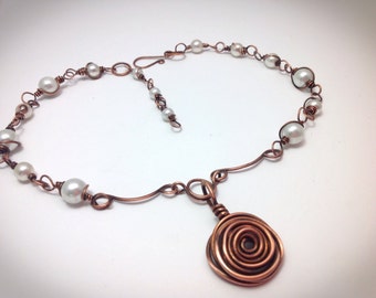 Wire wrapped jewelry Necklace. Copper chain Copper wire | Etsy