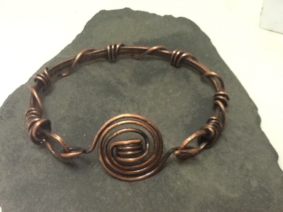 Copper Bangle. Wire Jewelry. Wire Wrapping. Spring Clasp Copper ...