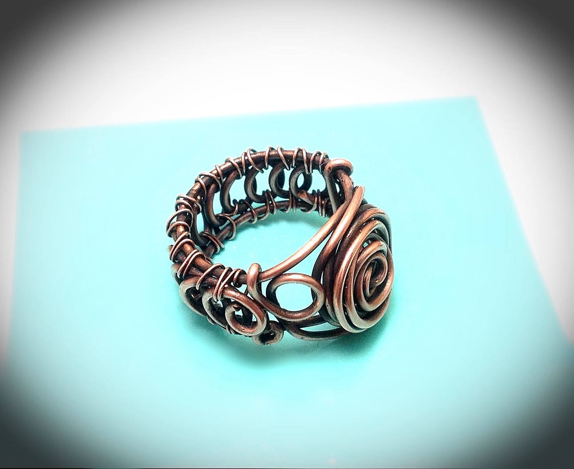 Wire Wrapped Jewelry. Copper Wirewrapped Ring. Circle Band. | Etsy