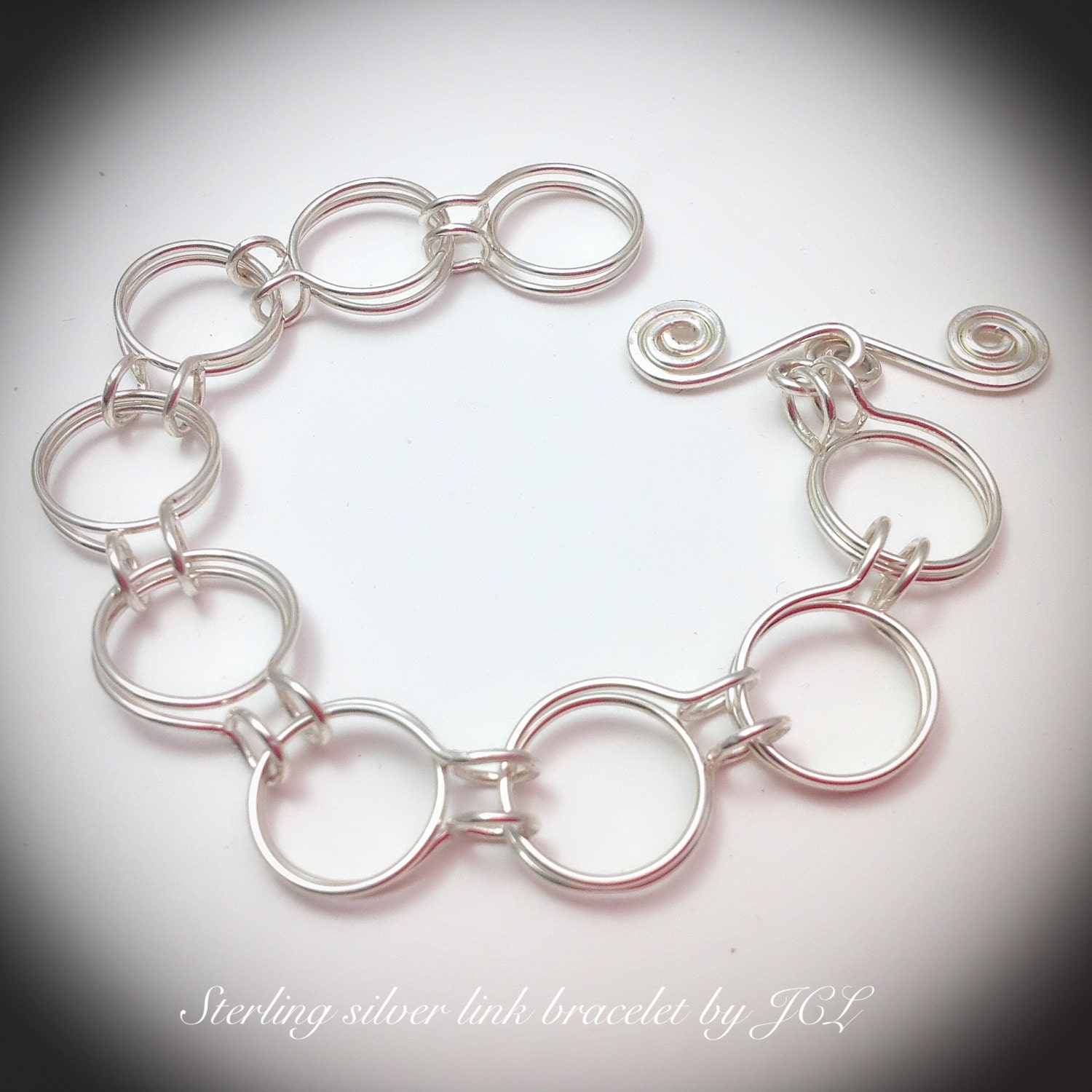 Wire Wrapped Bracelet Silver Bracelet Chain Link Sterling - Etsy