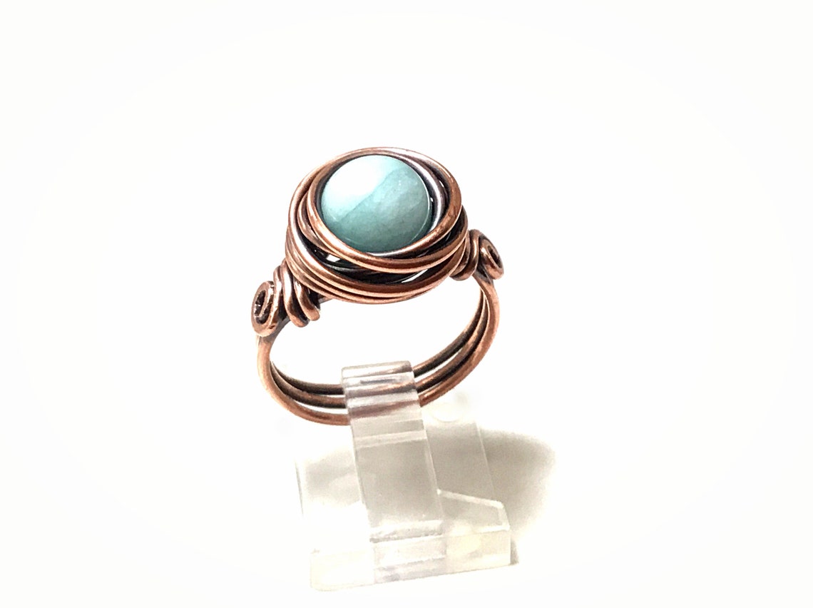 Wire Wrapped Ring. Semi Precious Stone. Copper Wire Wrapped | Etsy