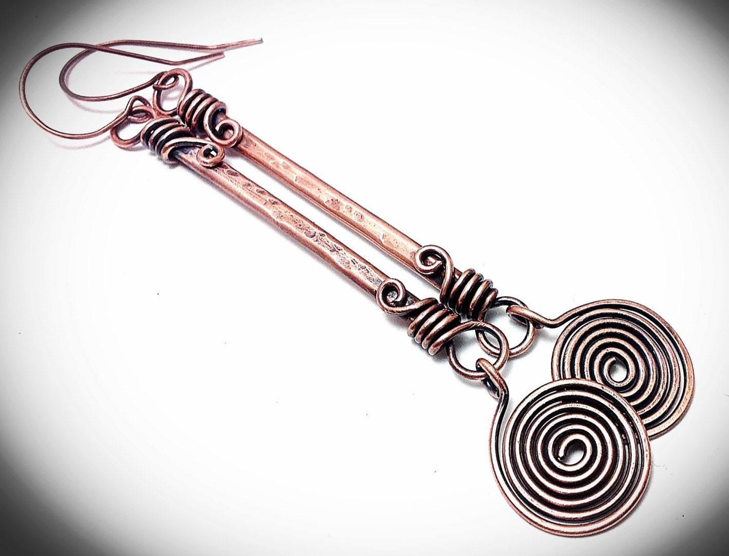 Copper earring wire jewelry. Copper wirewrapped stick | Etsy